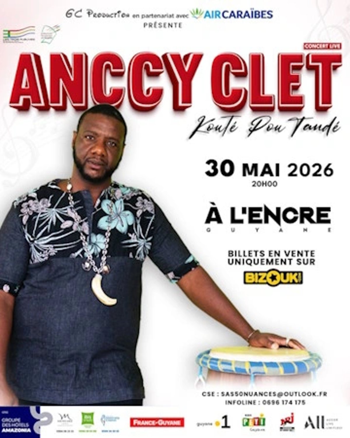 Concert Ancy CLET et Kouté Pou Tandé à Cayenne le 30/05/2026